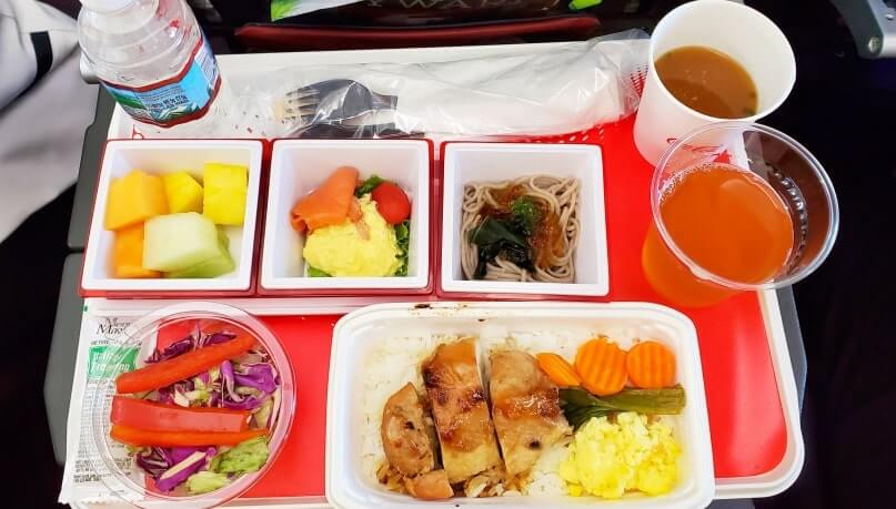 Japan Airlines food on my JAL economy flight to Japan from the US in ...